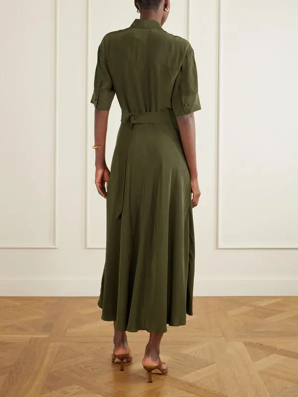 Veronica Beard Perenna Satin Midi Shirt Dress