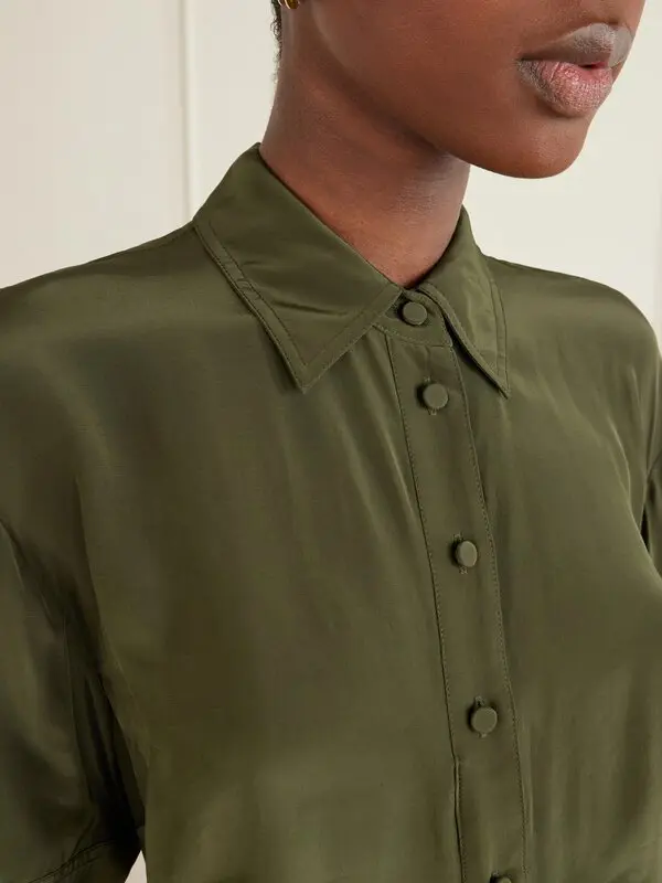 Veronica Beard Perenna Satin Midi Shirt Dress