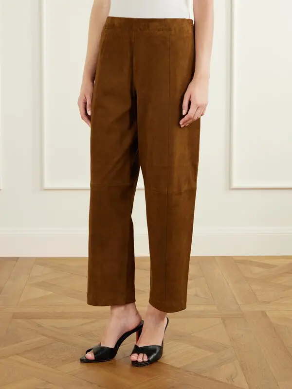 Stouls Bugsy Wide-leg Suede Pants - Brown