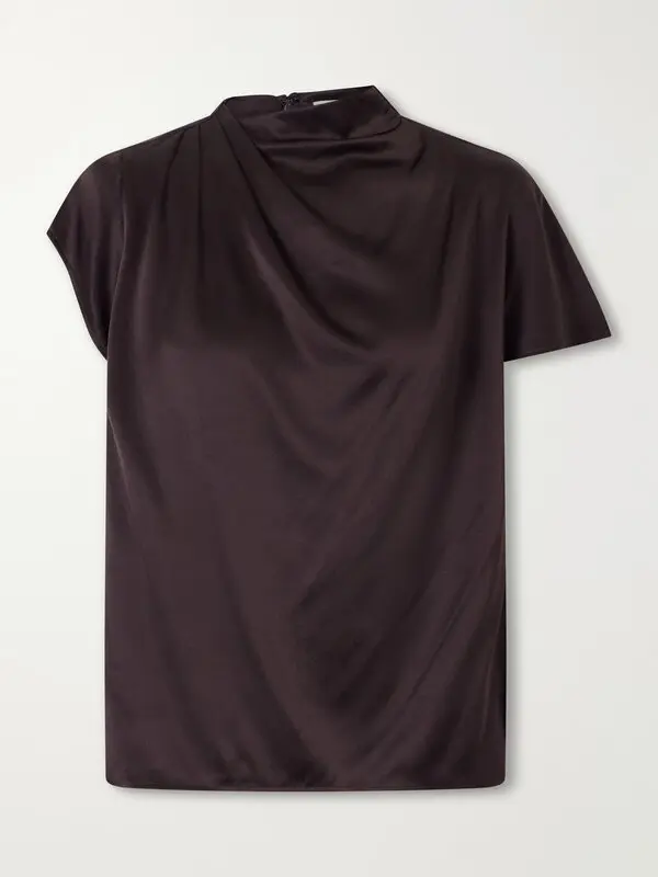 Staud Davina Silk-blend Top - Brown