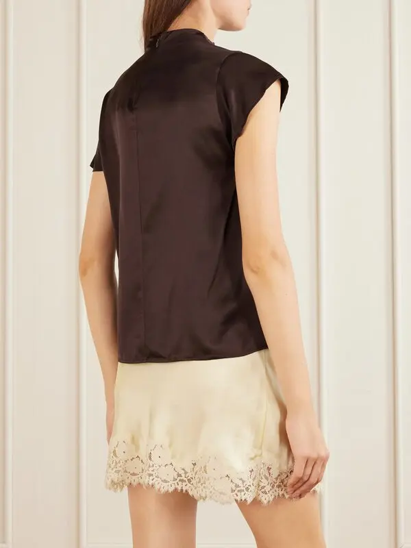 Staud Davina Silk-blend Top - Brown