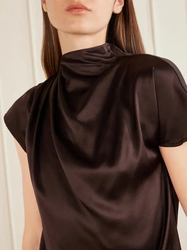 Staud Davina Silk-blend Top - Brown