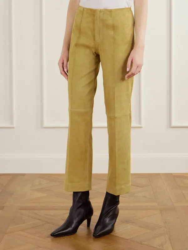 Stouls Georgette Straight-leg Suede Pants