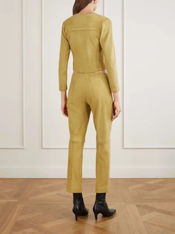 Stouls Georgette Straight-leg Suede Pants