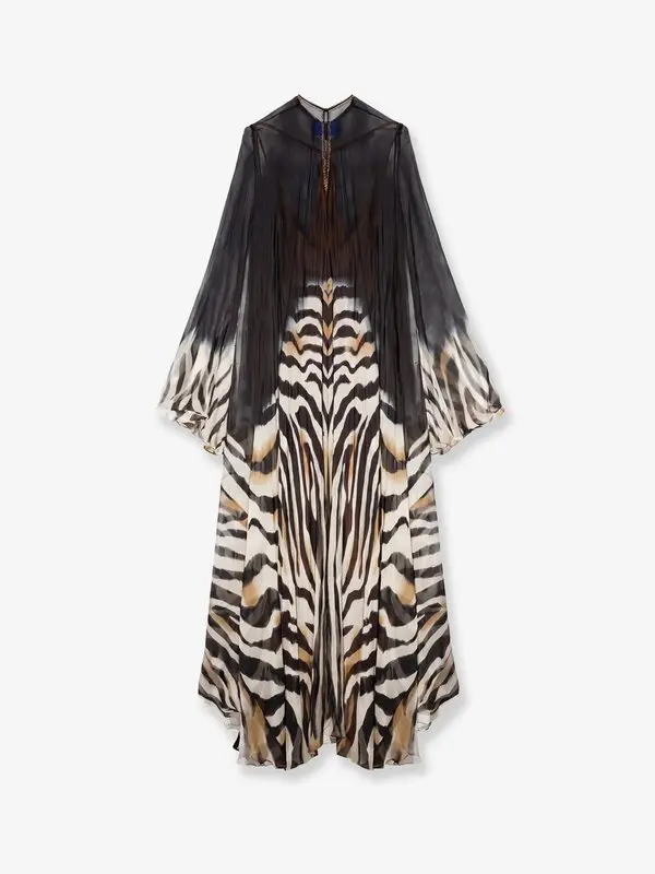 MES DEMOISELLES Sisters Zebra Print V-neck Long Sleeve Dress