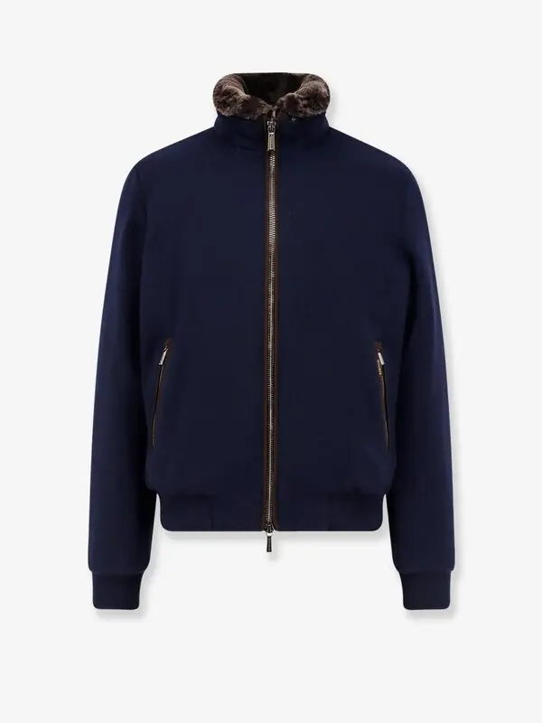 MOORER Wool And Cashmere Bomber Jacket With Fur Detail