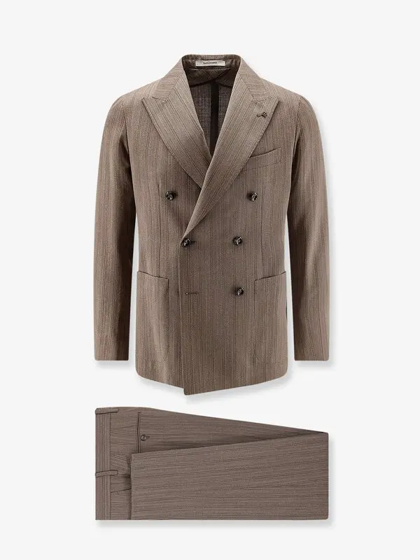 Tagliatore Doublebreasted Virgin Wool Suit With Herringbone Pattern