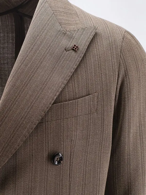 Tagliatore Doublebreasted Virgin Wool Suit With Herringbone Pattern