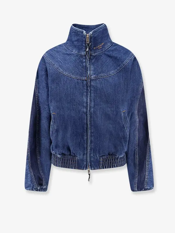 Givenchy Denim Jacket With Embroidered Lettering Logo - Blue
