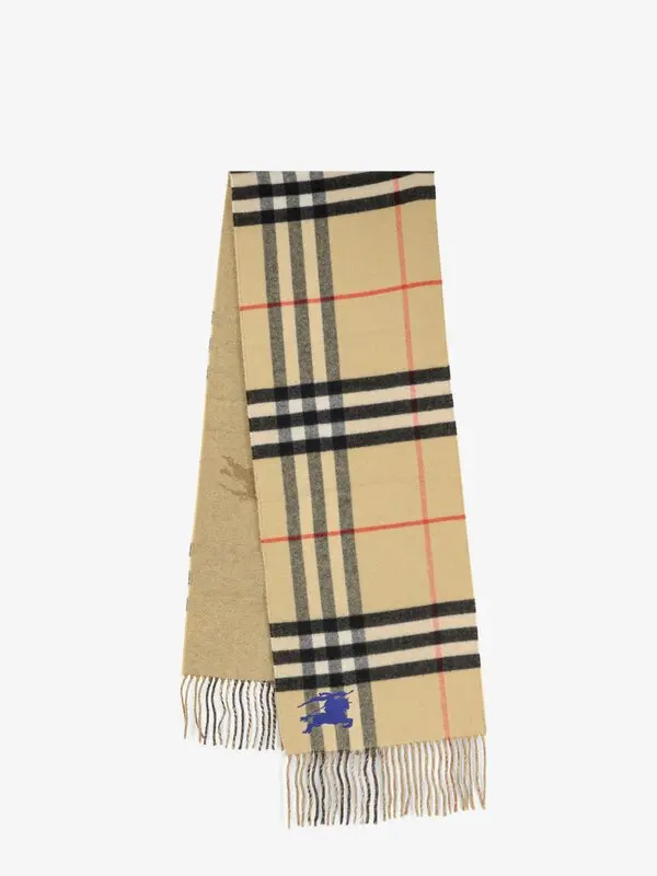 Burberry Cashmere Scarf With Check Motif - Beige