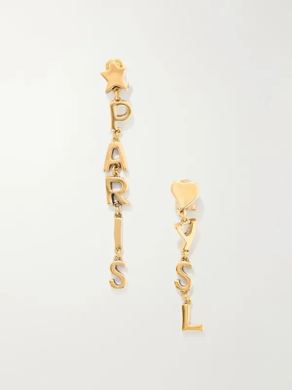 Saint Laurent Lettering Clip-on Earrings - Gold