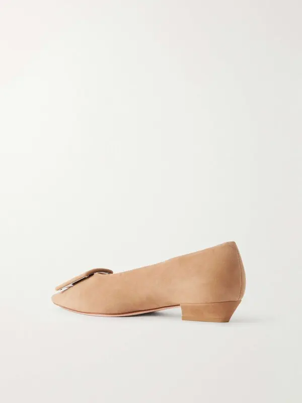ROGER VIVIER Viv In The City Suede Flats - Tan
