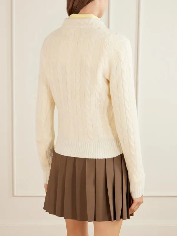 Polo Ralph Lauren Cable-knit Wool And Cashmere-blend Polo Sweater