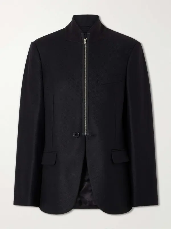 MAISON MARGIELA Wool-blend Zip-up Blazer - Black
