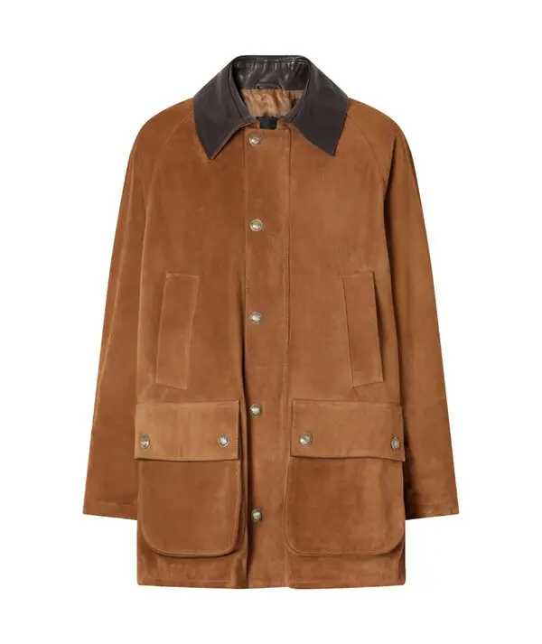 NILI LOTAN Kedem Suede Jacket With Leather Trim - Brown