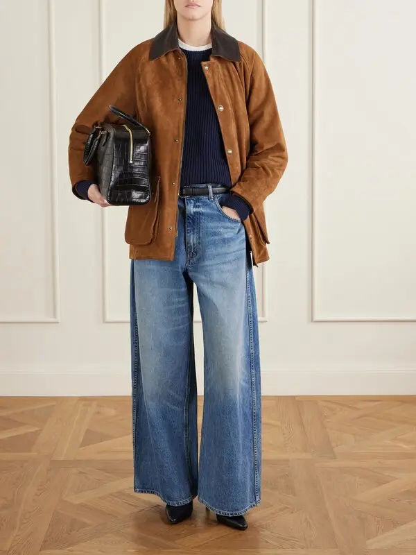 NILI LOTAN Kedem Suede Jacket With Leather Trim
