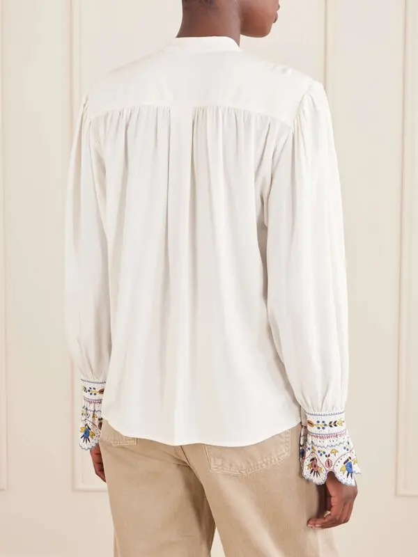 MARANT ETOILE Monique Embroidered Linen-blend Blouse