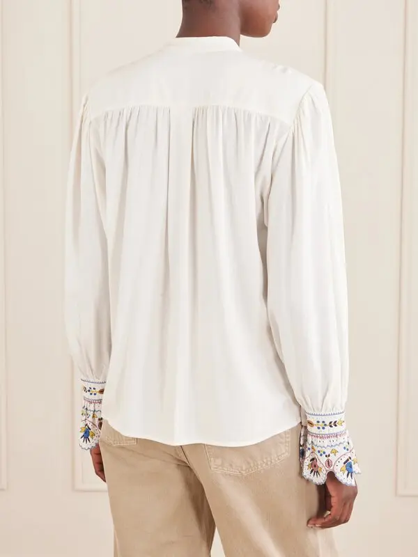 MARANT ETOILE Monique Embroidered Linen-blend Blouse