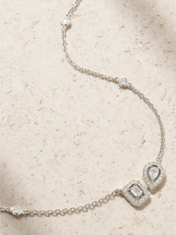 Messika My Twin Diamond Necklace In 18-karat White - Gold