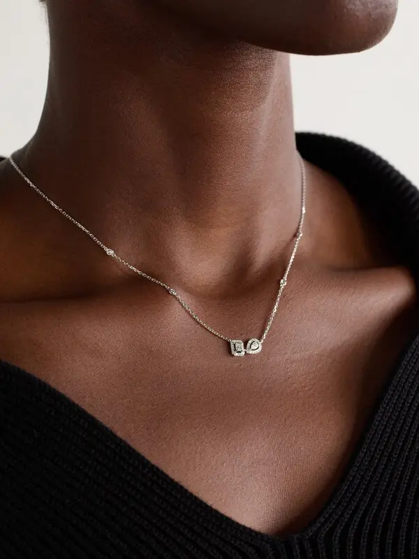 Messika My Twin Diamond Necklace In 18-karat White
