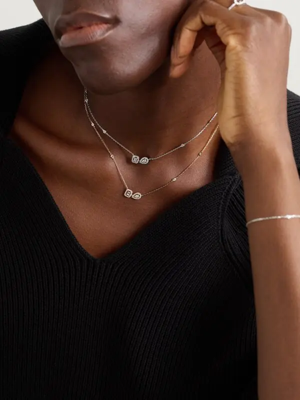 Messika My Twin Diamond Necklace In 18-karat White