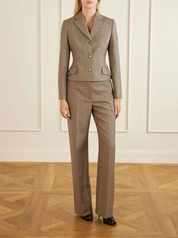 Alexander McQueen Pleated Wool-gabardine Straight-leg Pants