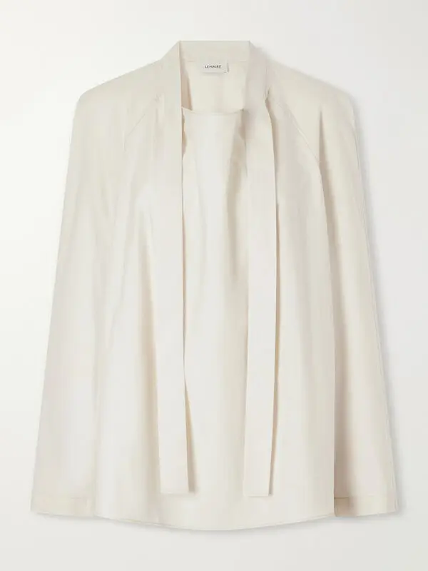 LEMAIRE Ascot Cotton And Silk-blend Shirt - Neutrals