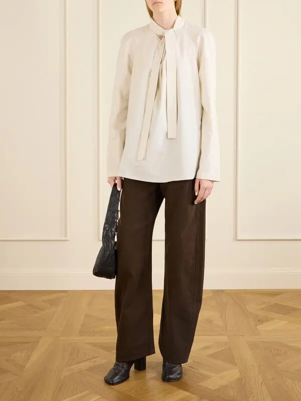 LEMAIRE Ascot Cotton And Silk-blend Shirt - Neutrals
