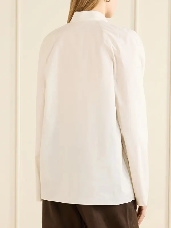 LEMAIRE Ascot Cotton And Silk-blend Shirt - Neutrals