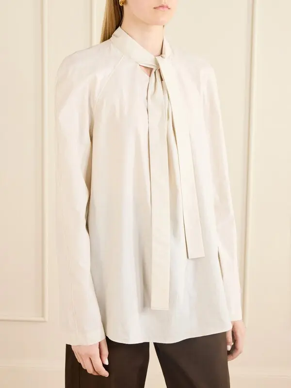LEMAIRE Ascot Cotton And Silk-blend Shirt - Neutrals