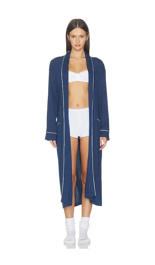 Eberjey Gisele Long Robe In Navy