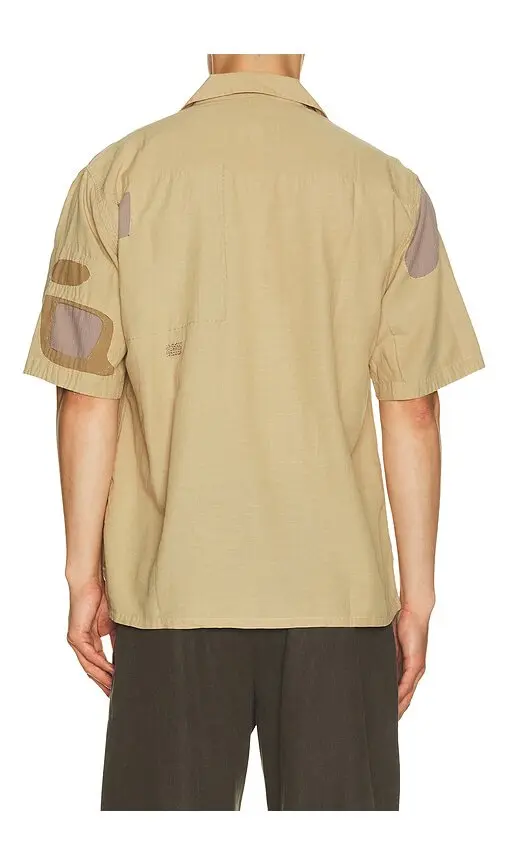 CORRIDOR Patchwork Short Sleeve Shirt In Cream
