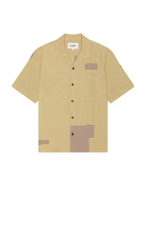 CORRIDOR Patchwork Short Sleeve Shirt In Cream