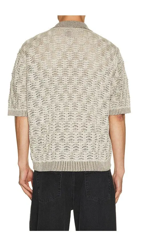 CORRIDOR Cable Lace Polo In Grey