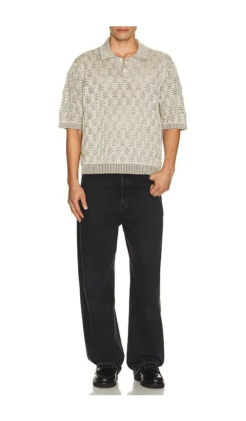 CORRIDOR Cable Lace Polo In Grey