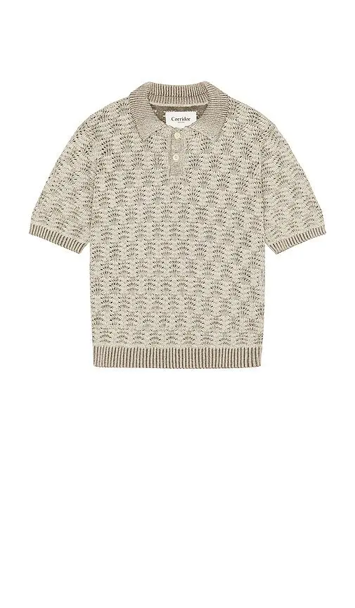 CORRIDOR Cable Lace Polo In Grey