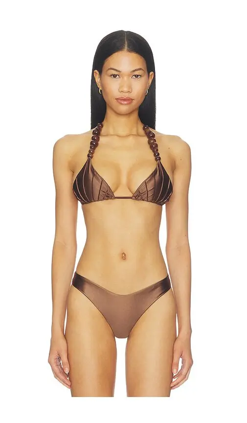 Devon Windsor Leni Triangle Bikini Bottom In Chocolate