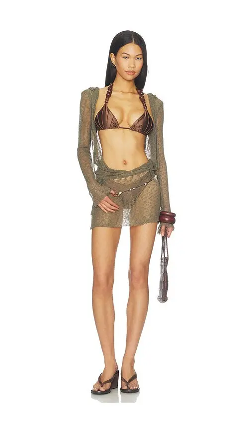 Devon Windsor Leni Triangle Bikini Bottom In Chocolate