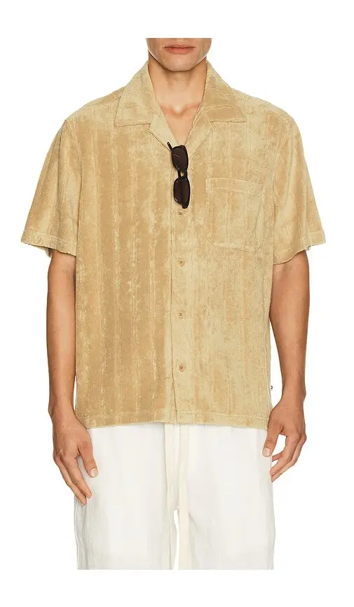 J. Lindeberg Ted Stripe Terry Shirt In Brown
