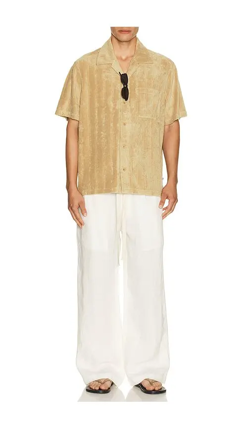 J. Lindeberg Ted Stripe Terry Shirt In Brown
