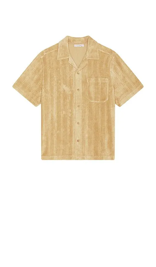 J. Lindeberg Ted Stripe Terry Shirt In Brown