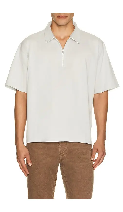 FRAME Half Zip Pique Polo In Blue