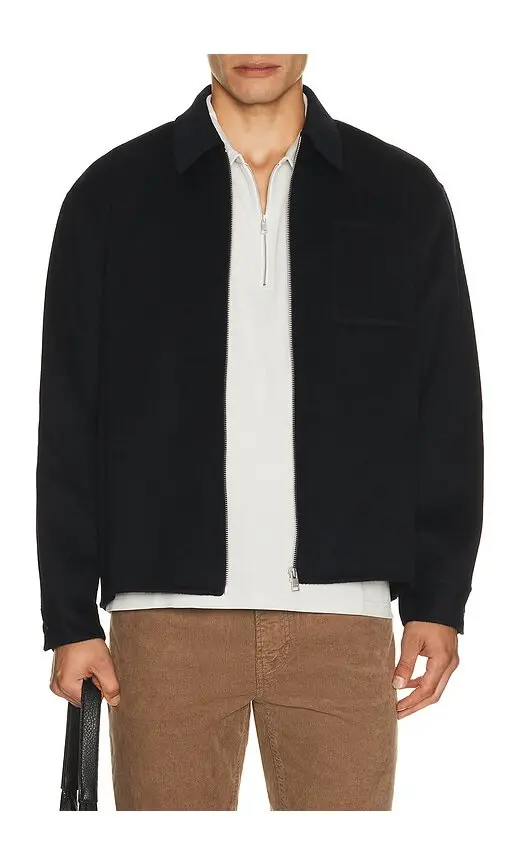 FRAME Double Face Zip Shirt Jacket In Blue