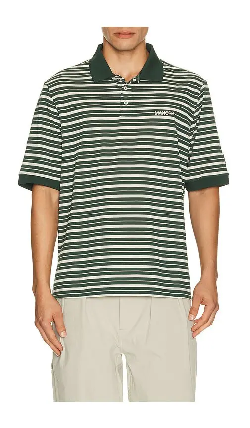 MANORS Goat Pique Stripe Polo In Green