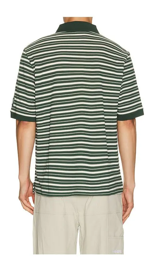 MANORS Goat Pique Stripe Polo In Green