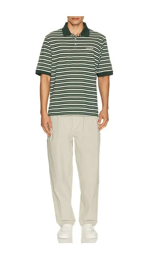 MANORS Goat Pique Stripe Polo In Green