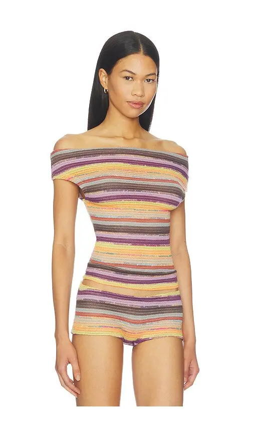 JADED LONDON Striped Asymmetric Knit Top