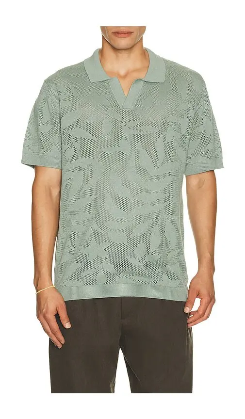 VINTAGE SUMMER Sweater Knit Polo In Green