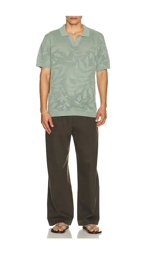VINTAGE SUMMER Sweater Knit Polo In Green