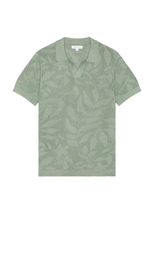 VINTAGE SUMMER Sweater Knit Polo In Green